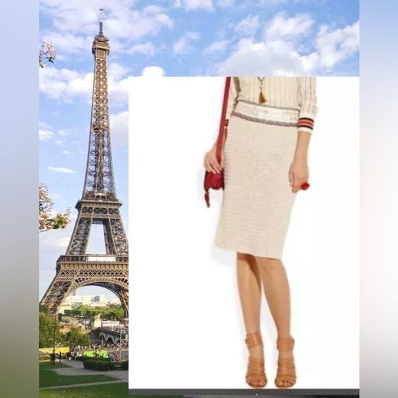 Tory Burch | Skirts | Toryburch Donovan Embellish Crochet Sand Linen ...